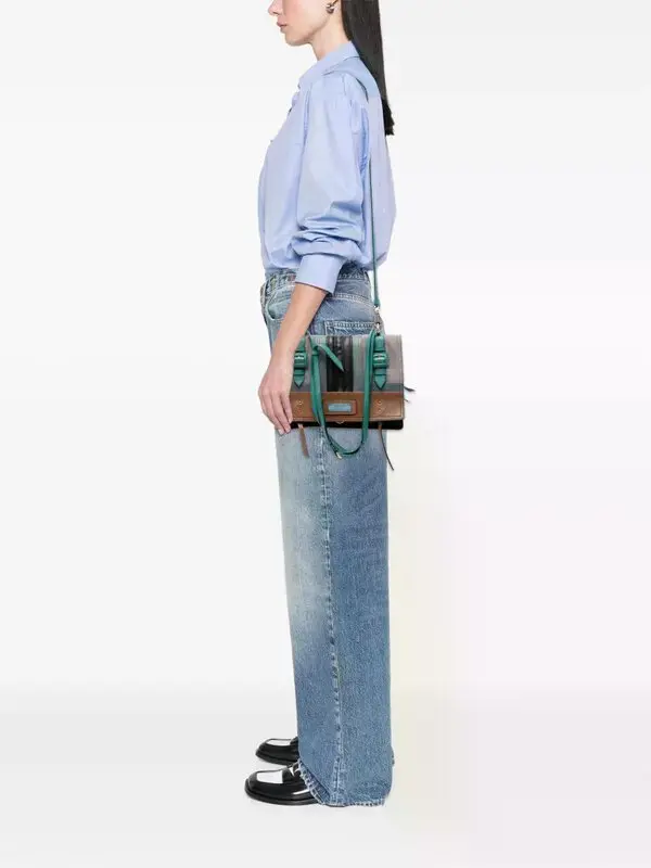 Prada Multicolore Glace Calf And Suede Patchwork Satchel