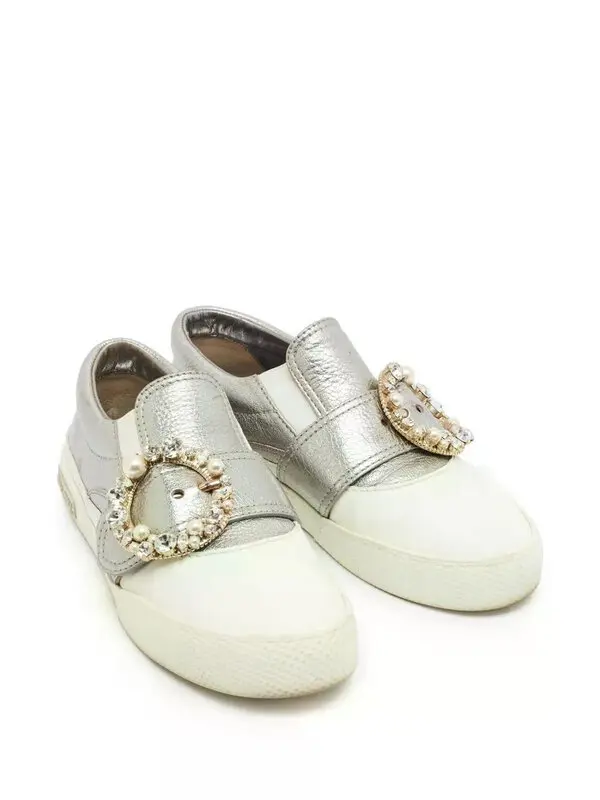 Miu Miu Crystal-embellished Slip-on Sneakers