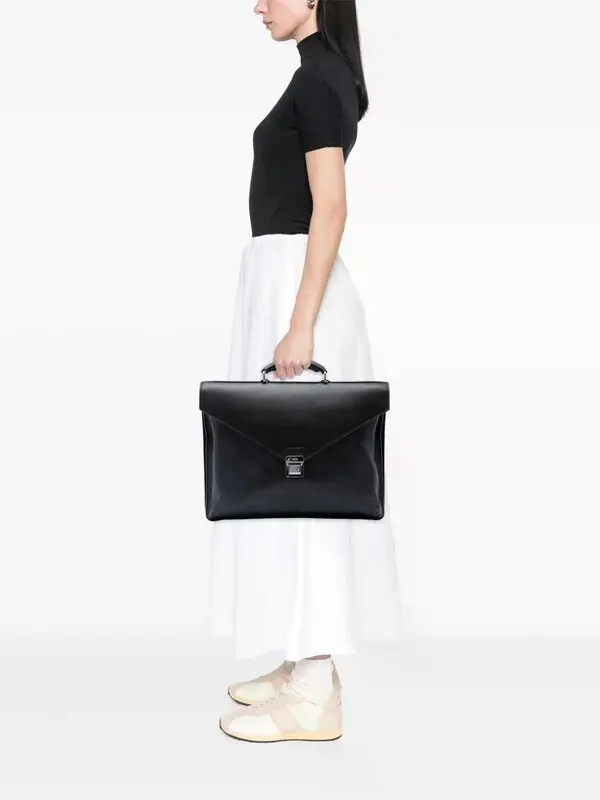 Fendi 2010-2026 Leather Envelope Briefcase Business Bag - Black