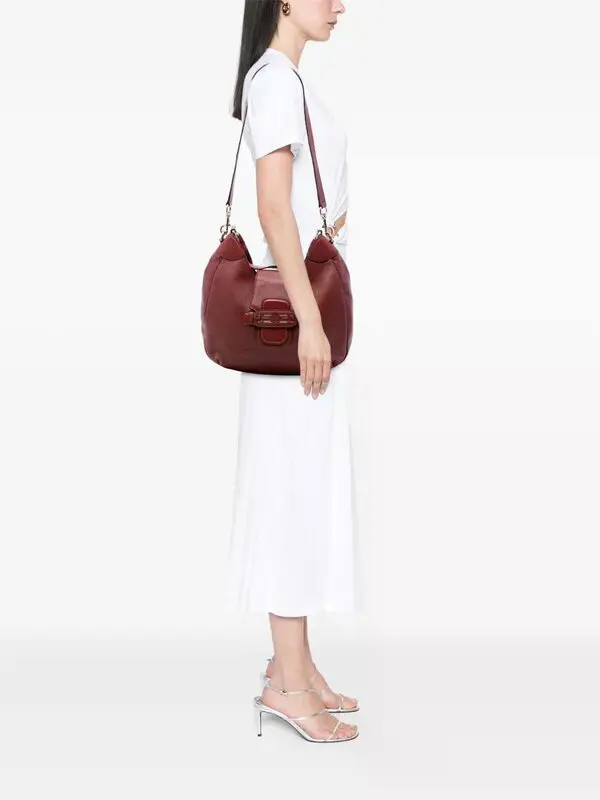 Gucci Grained Calfskin Dressage Hobo Satchel - Red