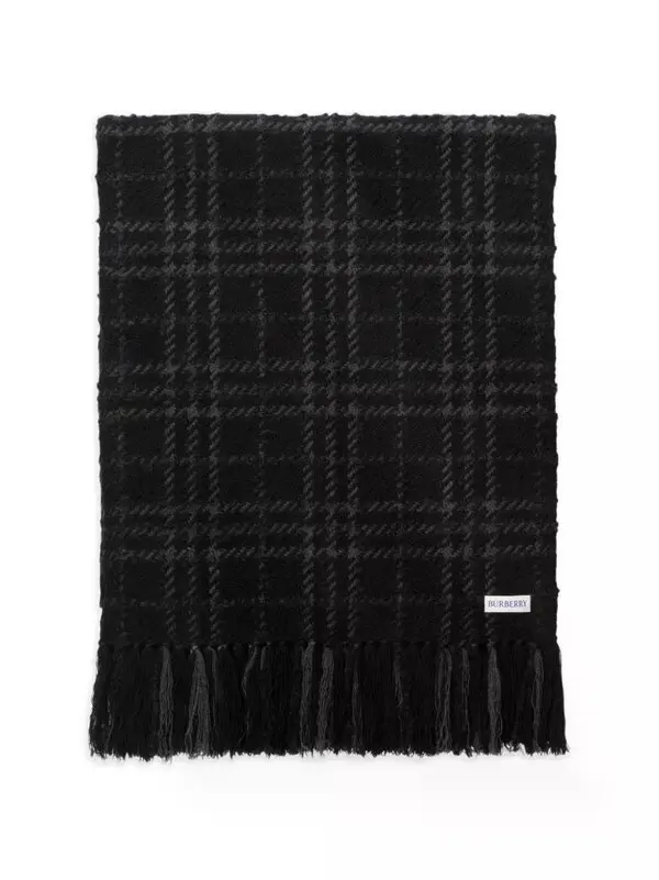 Burberry Embellished Check Bouclé Scarf - Black