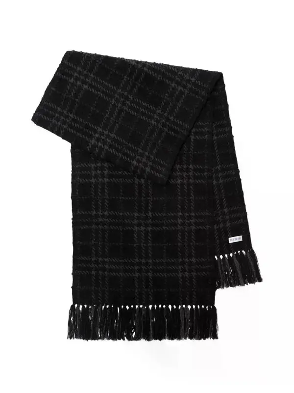 Burberry Embellished Check Bouclé Scarf - Black