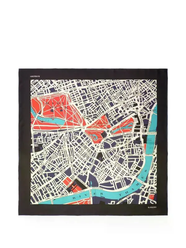 Burberry London-map Silk Scarf