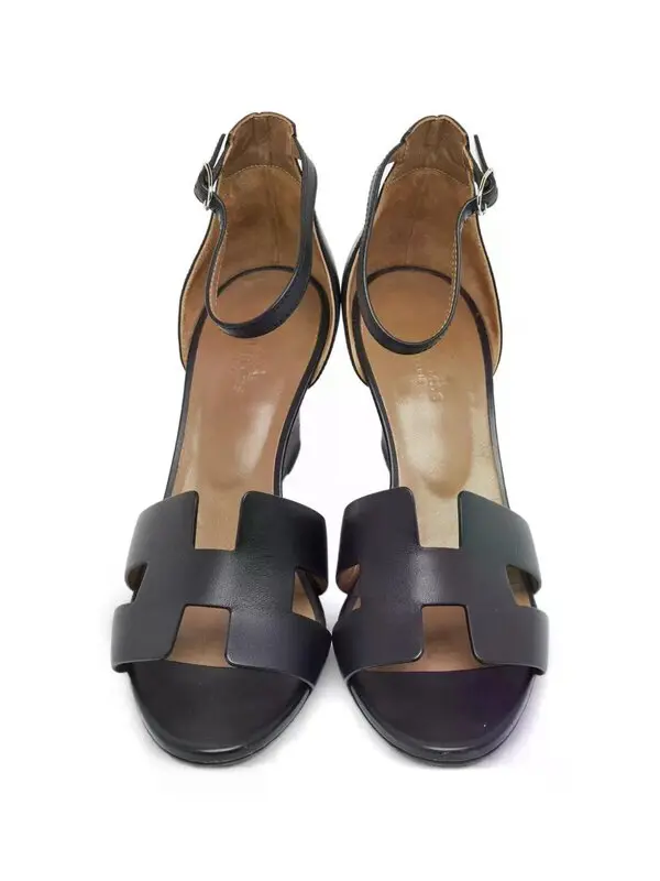 Hermès Leather H Cut-out Wedge Sandals