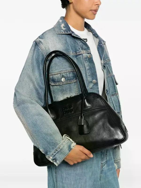 Miu Miu Logo-embossed Leather Shoulder Bag