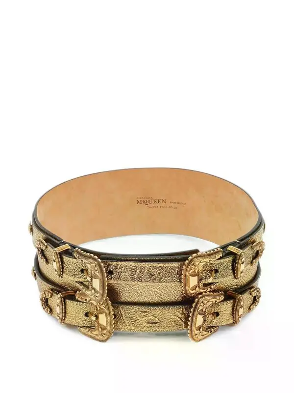 Alexander McQueen Wide Belt With Double Buckle Fastening