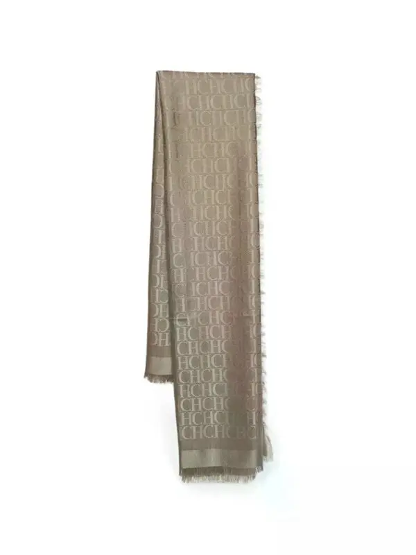 Carolina Herrera Monogram Frayed Shawl - Neutrals