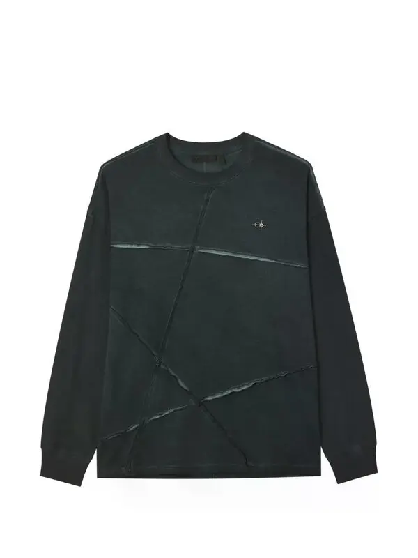 FIVE CM Exposed-seam Logo-plaque Long-sleeved T-shirt - Black