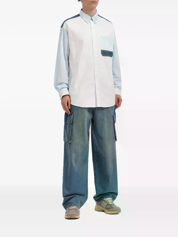 Izzue Panelled Pinstriped Shirt