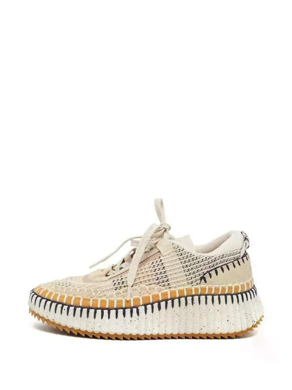 Chloé Woven Lace-up Platform Sneakers - Neutrals