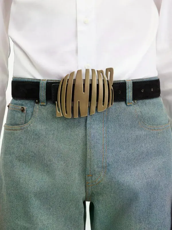 JEAN PAUL GAULTIER Logo Buckle Suede Belt