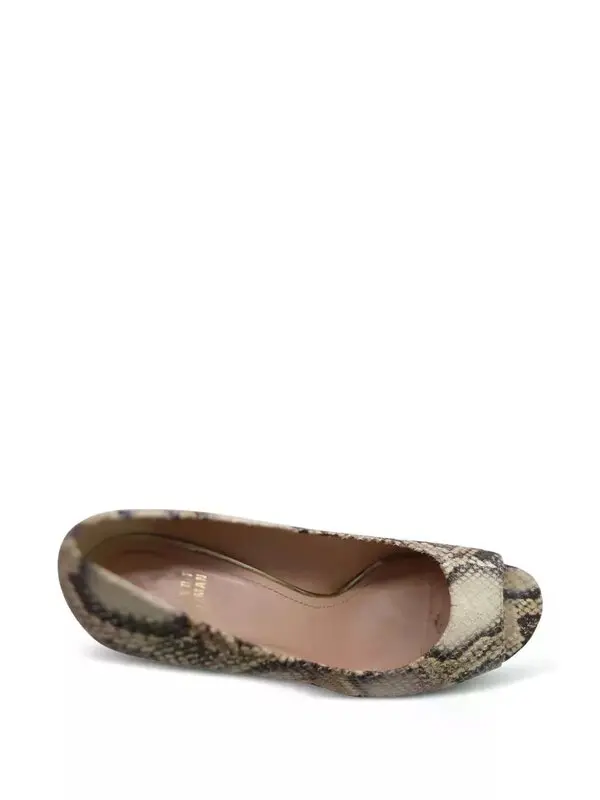 STUART WEITZMAN Snakeskin Effect Peep-toe Pumps