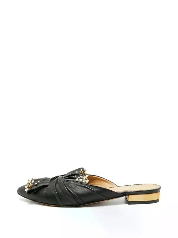 CHARLOTTE OLYMPIA Spike-embellished Knotted Mules - Black