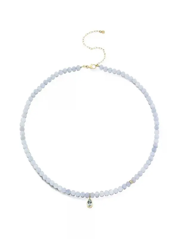 SYDNEY EVAN Icon Mounting Aquamarine And Diamond Necklace - Gold