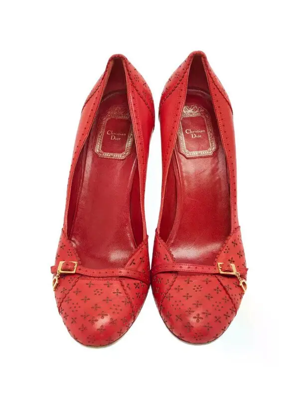 Dior Floral Perforated Pumps With Gold-tone D Charm