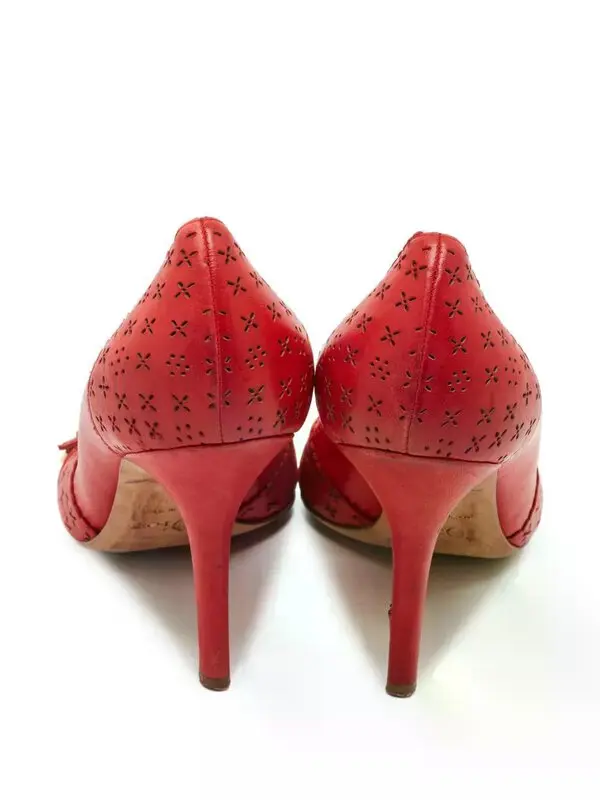 Dior Floral Perforated Pumps With Gold-tone D Charm