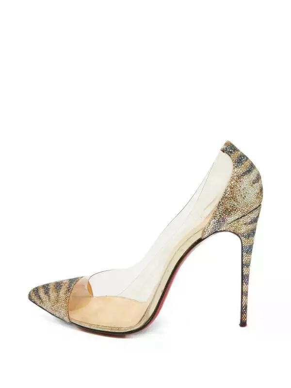 CHRISTIAN LOUBOUTIN Glitter Paneled Pointed Toe Stiletto Pumps
