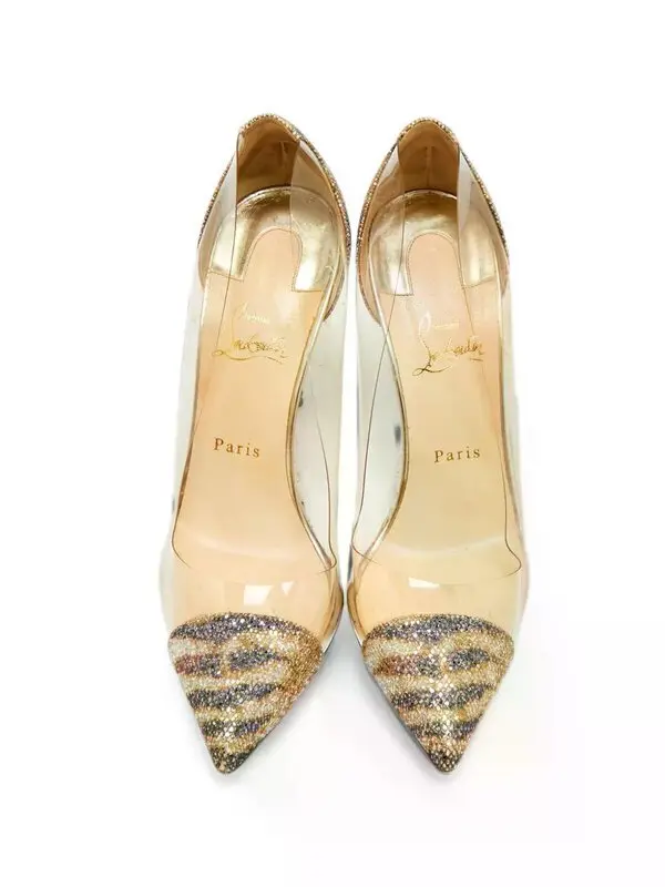 CHRISTIAN LOUBOUTIN Glitter Paneled Pointed Toe Stiletto Pumps