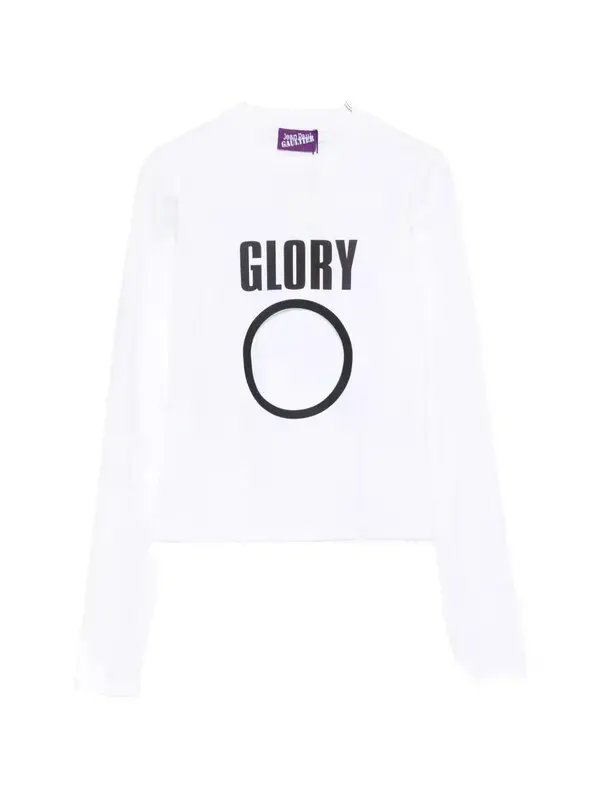 JEAN PAUL GAULTIER Cut-out Slogan-print T-shirt - White
