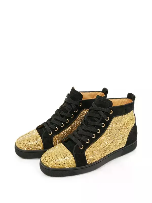 CHRISTIAN LOUBOUTIN Louis Crystal-embellished High-top Sneakers - Black