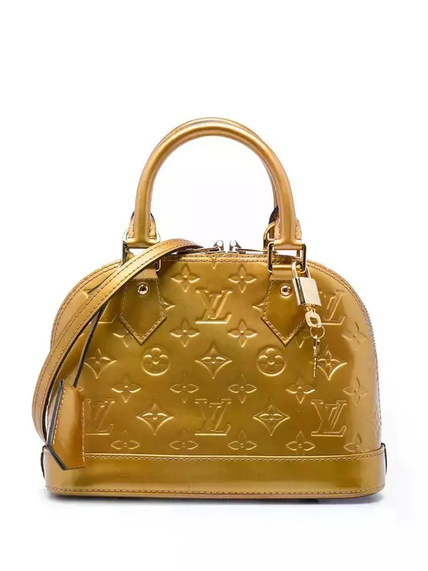 LOUIS VUITTON 2015 Monogram Vernis Alma Bb Satchel - Gold