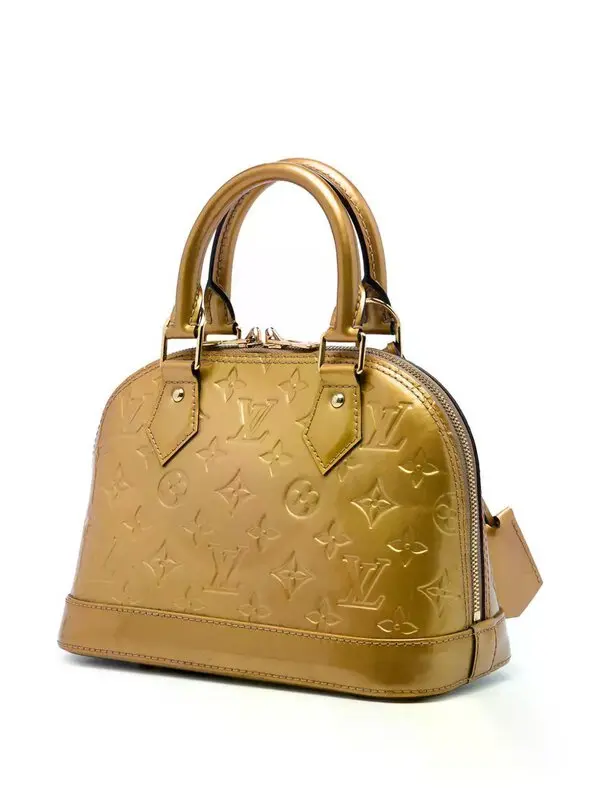 LOUIS VUITTON 2015 Monogram Vernis Alma Bb Satchel - Gold