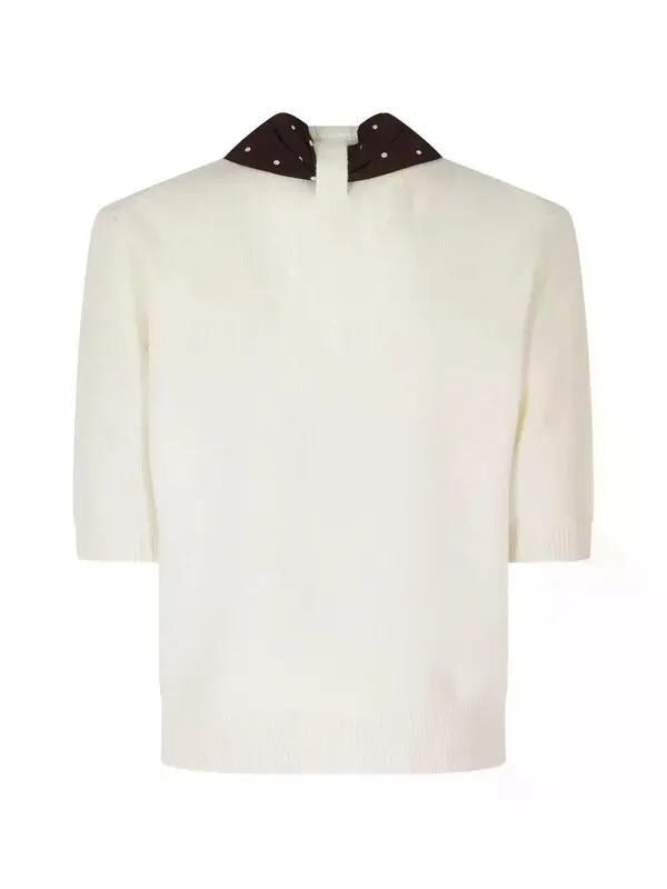 SEMICOUTURE Scarf-detail Short-sleeve Sweater