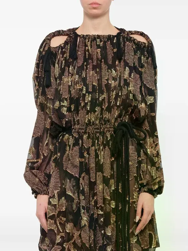 LANVIN Floral-jacquard Cold-shoulder Dress