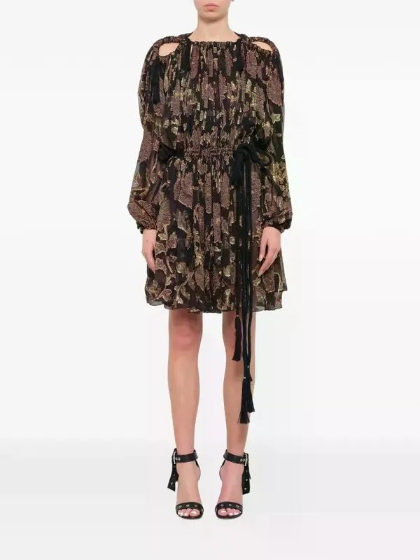 LANVIN Floral-jacquard Cold-shoulder Dress