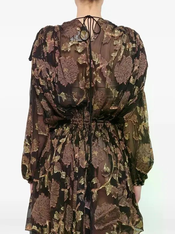 LANVIN Floral-jacquard Cold-shoulder Dress