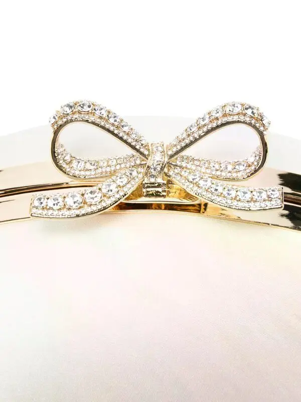 SELF-PORTRAIT Bow Detail Oval Clutch Bag - Neutrals