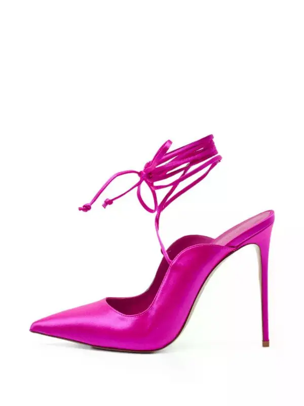 LE SILLA Satin Pointed Toe Tie-fastening Stiletto Heel Pumps