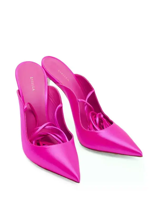 LE SILLA Satin Pointed Toe Tie-fastening Stiletto Heel Pumps