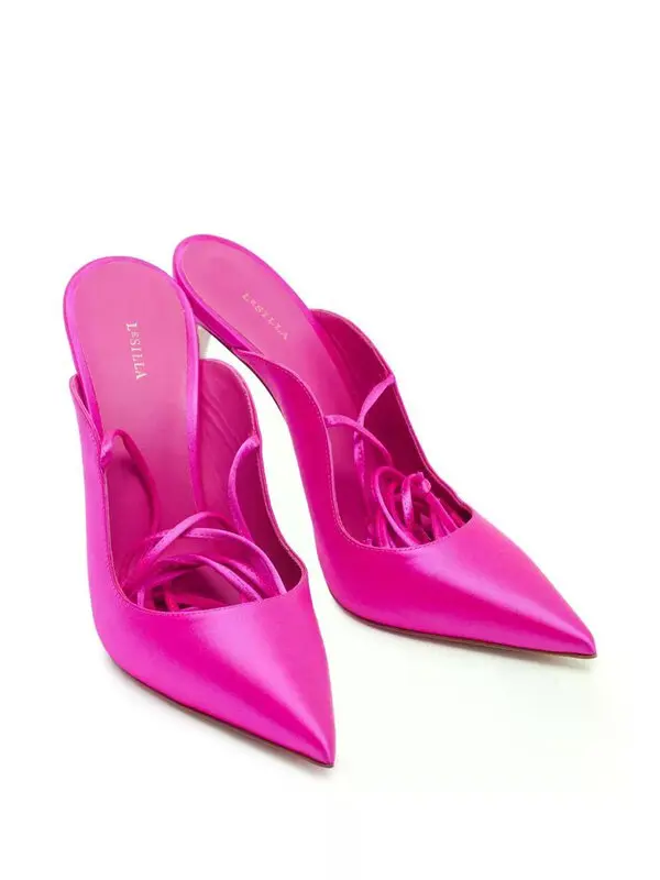LE SILLA Satin Pointed Toe Tie-fastening Stiletto Heel Pumps - Pink