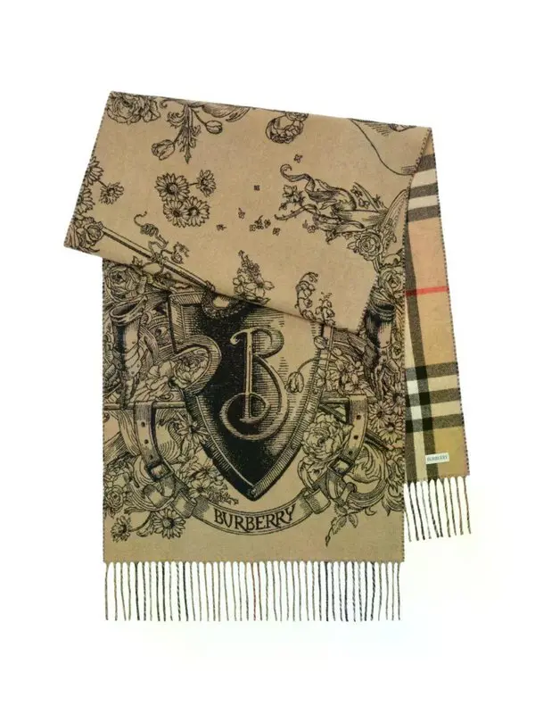 Burberry Reversible Etched Knight Cashmere Scarf