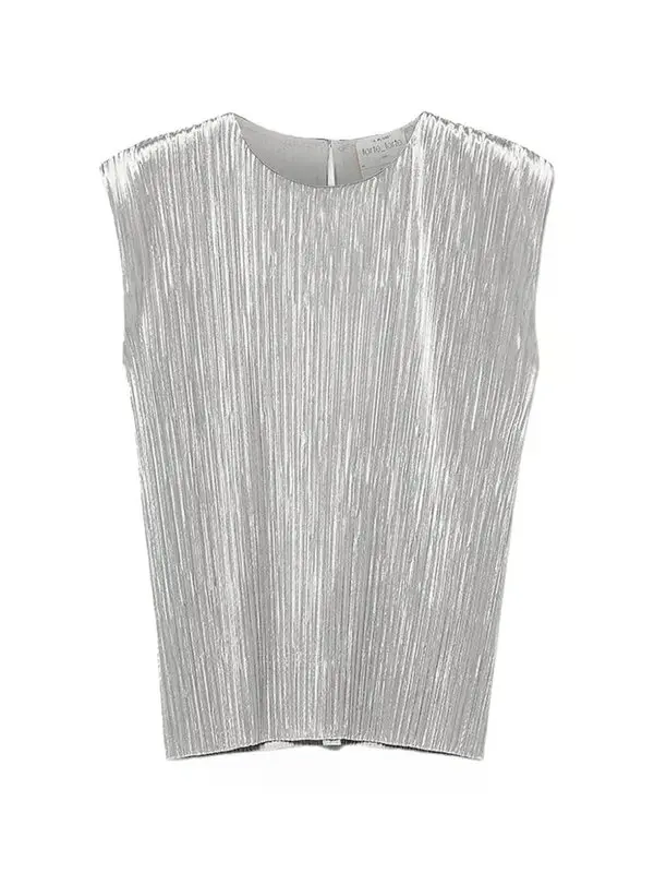 FORTE_FORTE Plissé Velvet Top - Silver