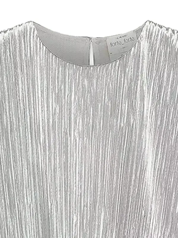 FORTE_FORTE Plissé Velvet Top - Silver