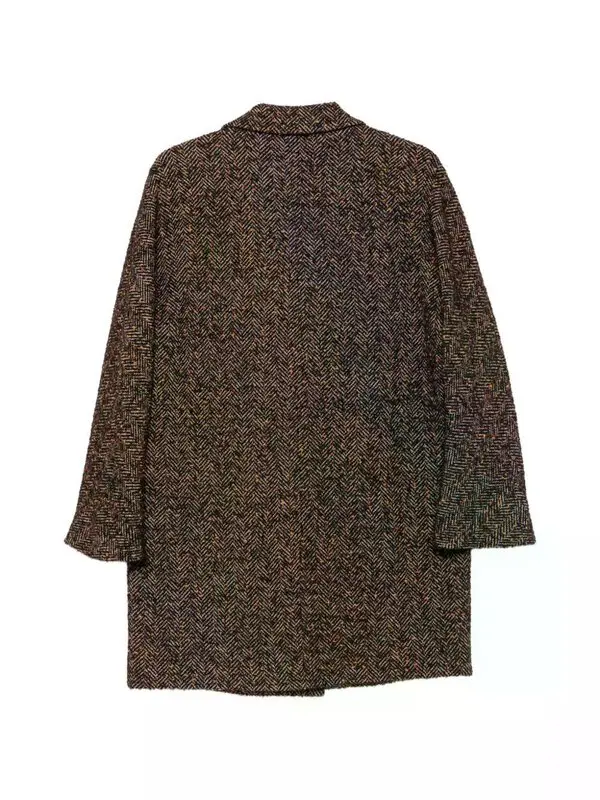 Seventy Herringbone Double-breasted Coat - Brown
