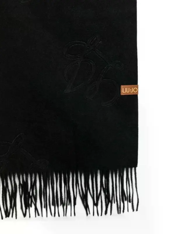 Liu Jo Logo-embroidered Fringed Scarf