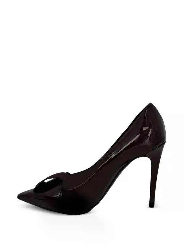 Stella McCartney Burgundy Patent Leather Bow Detail Stiletto Pumps