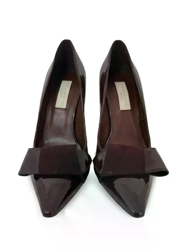 Stella McCartney Burgundy Patent Leather Bow Detail Stiletto Pumps