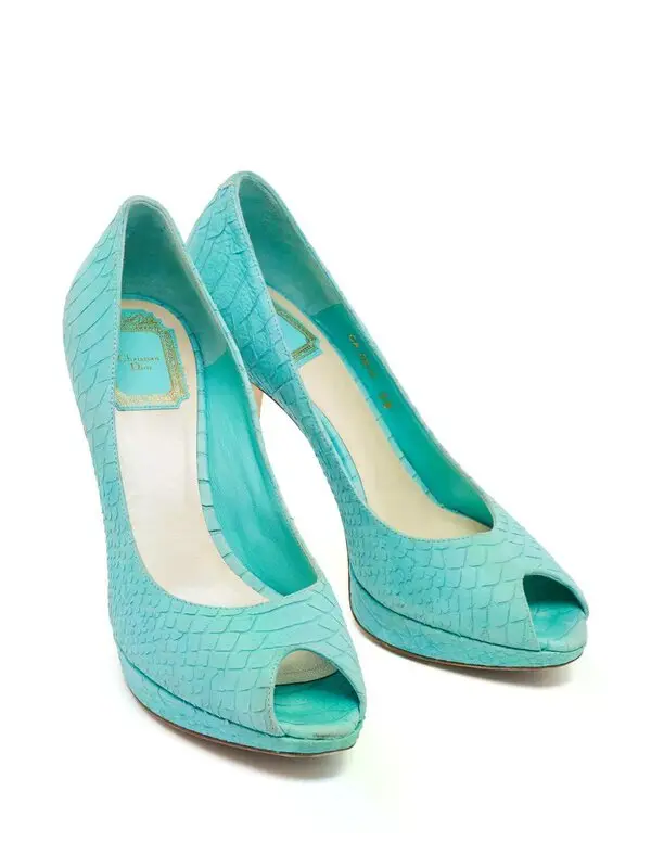 Dior Miss Python-embossed Peep Toe Pumps