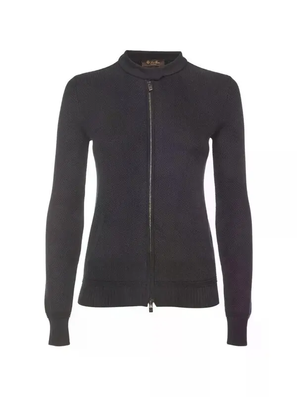 Loro Piana Textured Knit Zip-up Cardigan - Blue