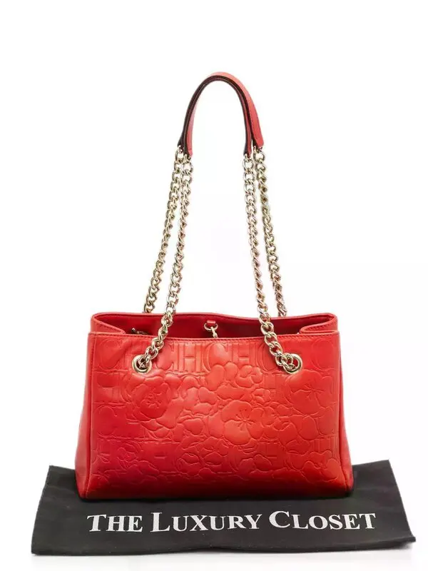 Carolina Herrera Embossed Chain Tote Bag
