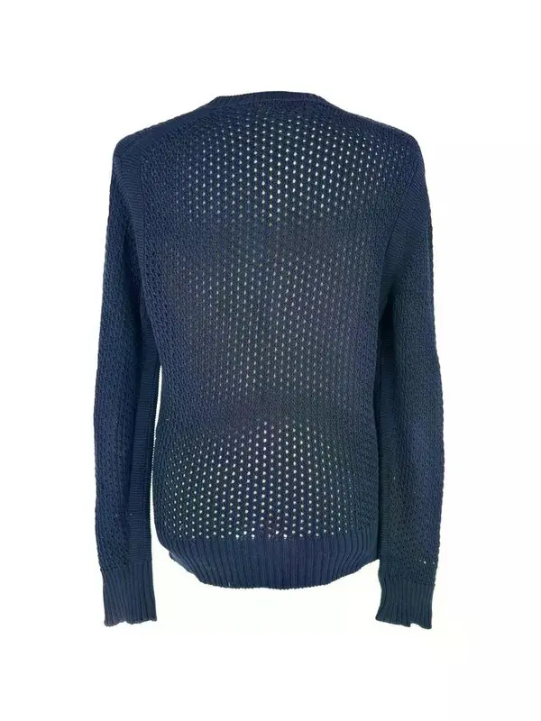 TOM FORD Navy Cotton Crochet-knit Sweater