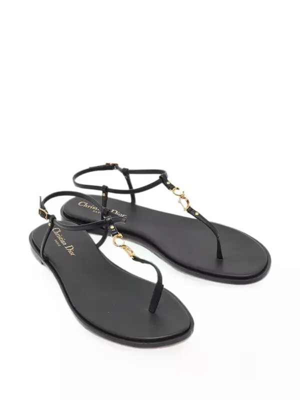 Dior Leather Ankle-strap Thong Ballet Flats