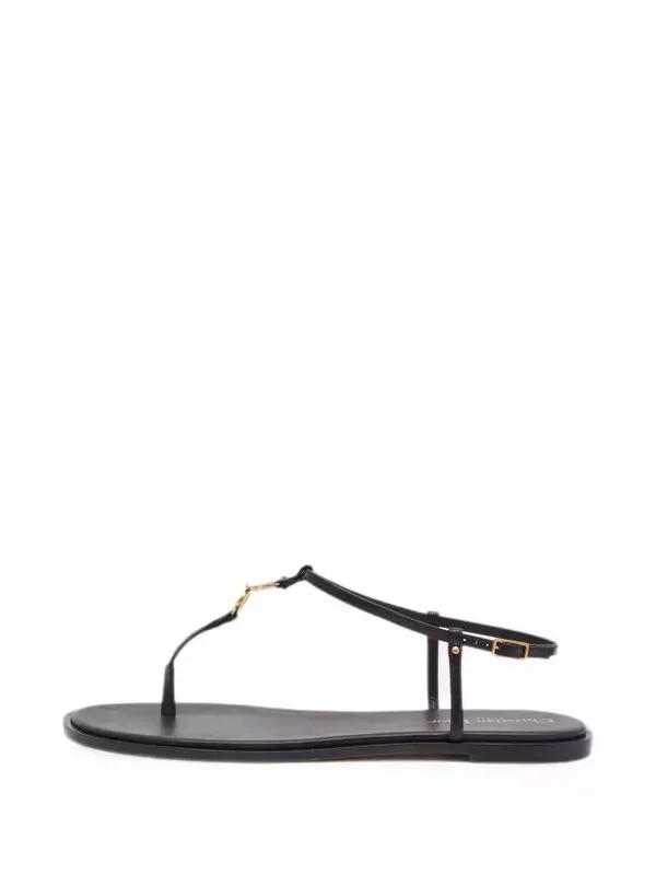 Dior Leather Ankle-strap Thong Ballet Flats - Black