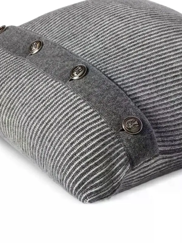 Brunello Cucinelli Cashmere Vanisé Rib Knit Cushion With Metal Buttons - Grey