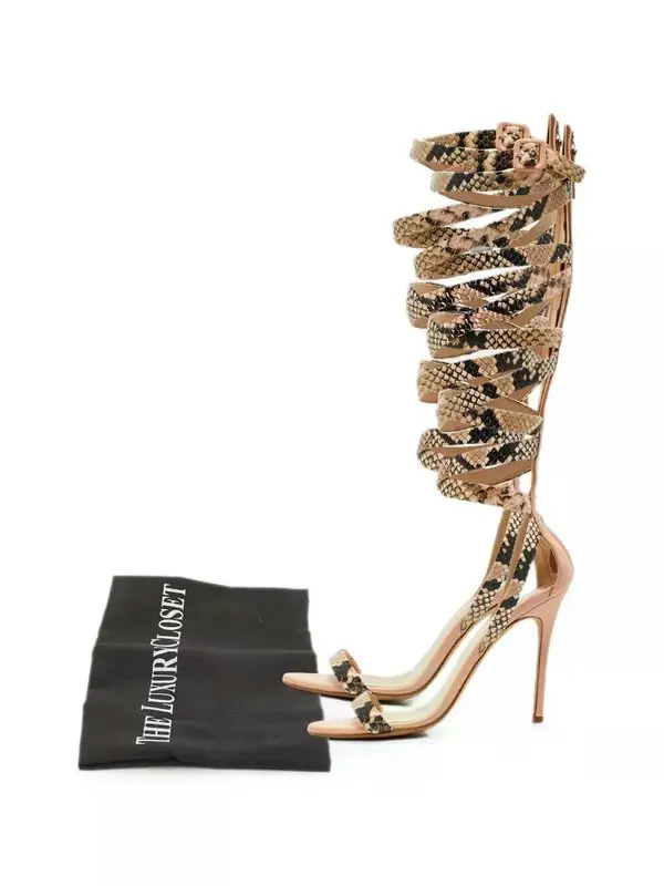 GIUSEPPE ZANOTTI Python-embossed Gladiator Sandals