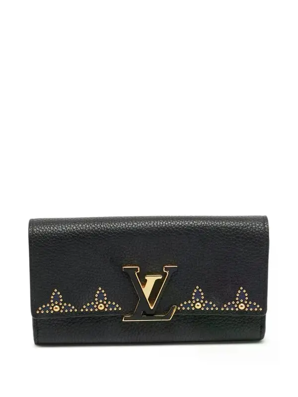 LOUIS VUITTON 2018 Capucines Studded Wallet - Black